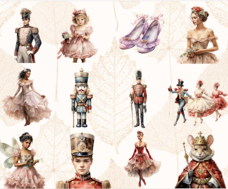 Vintage Christmas Clipart Bundle 250 PNG: Nutcracker, A Christmas Carol ...