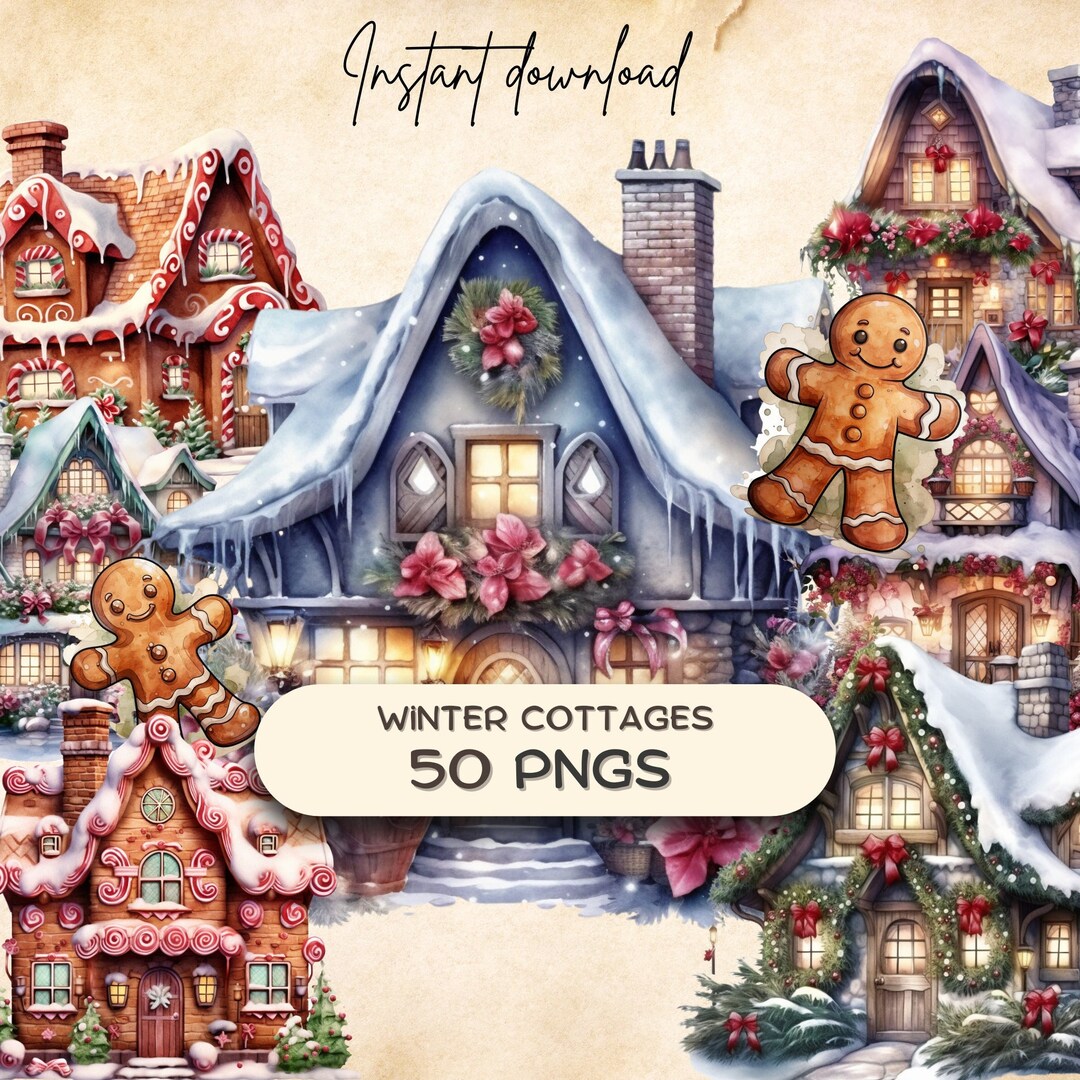 Fantasy Winter Cottages Pngs (50), Holiday Season Clipart, Mini ...