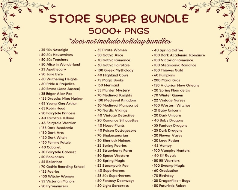 Store SUPER Clipart Bundle (5000+ PNG), Watercolor Bookish Fantasy Junk ...