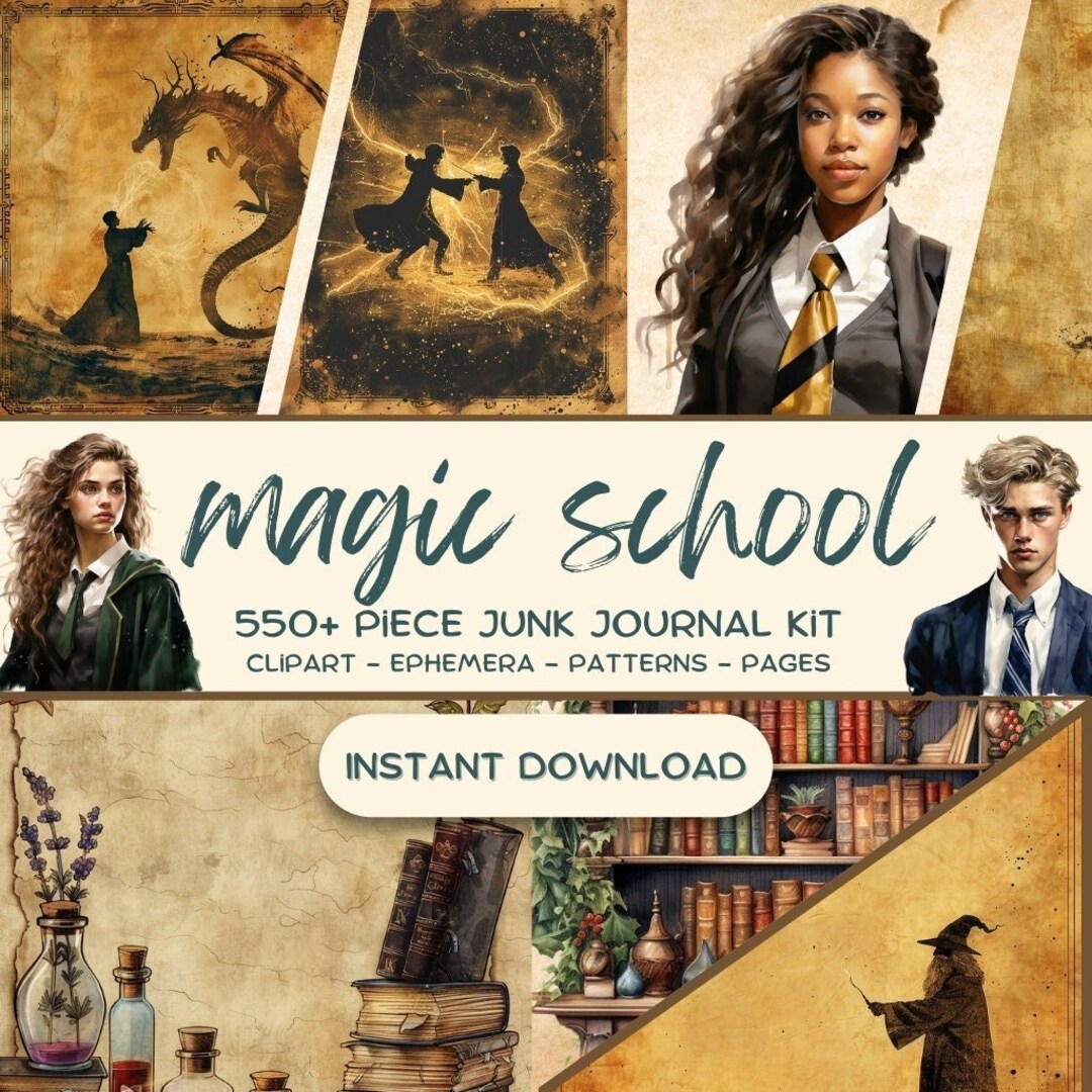 Magic School Junk Journal Kit (550+ PNG), Wizard Academia Scrapbooking ...