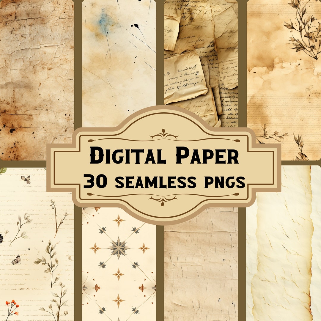 Vintage Book Pages Digital Paper/seamless Patterns (30 PNG), Victorian ...