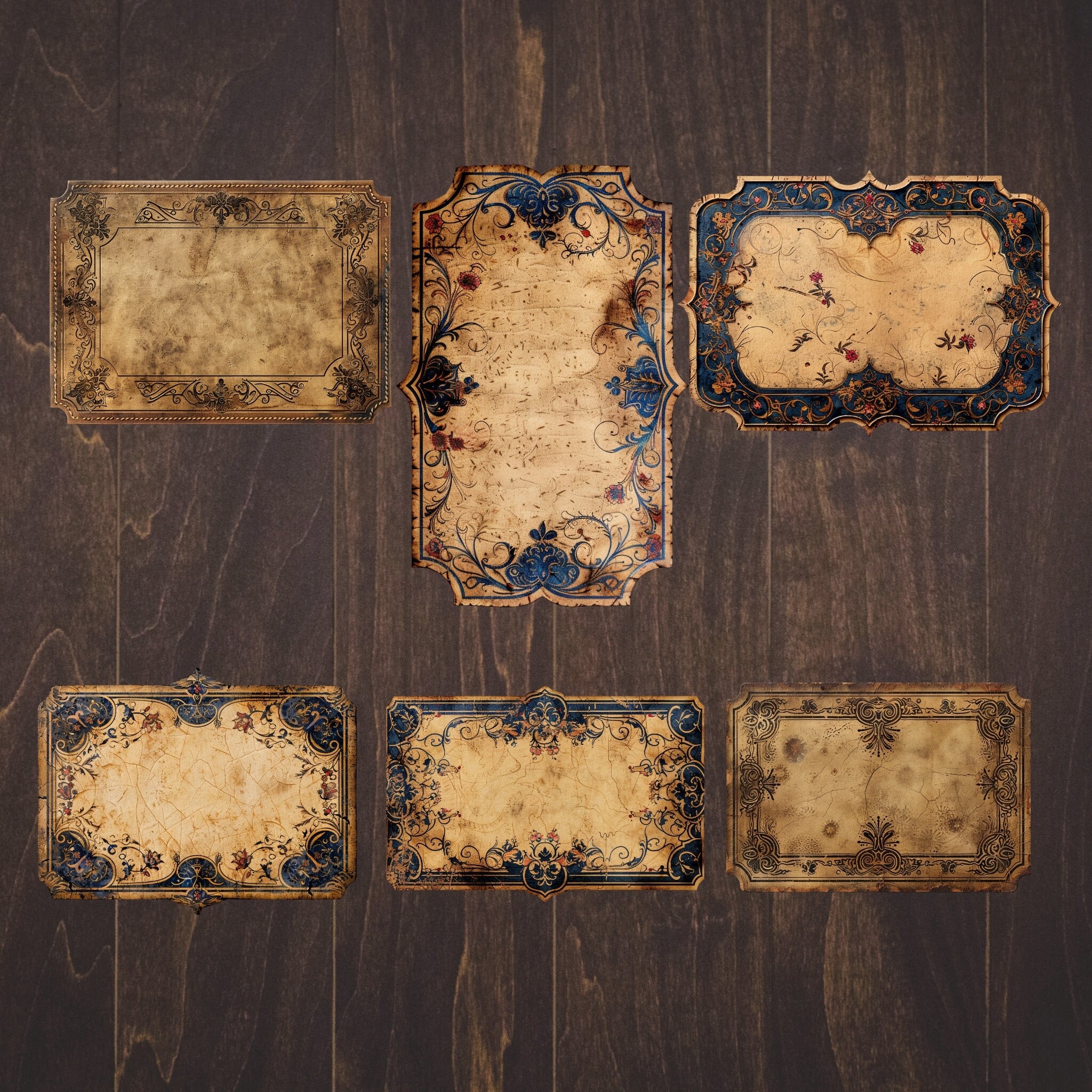 Medieval Label Ephemera Bundle (40 PNG), Printable Middle Ages Supplies ...