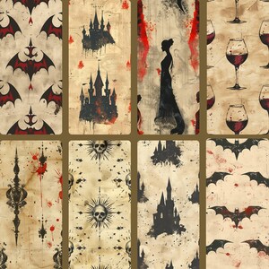 Vampiric Digital Paper/seamless Patterns (21 PNG), Gothic Victorian ...