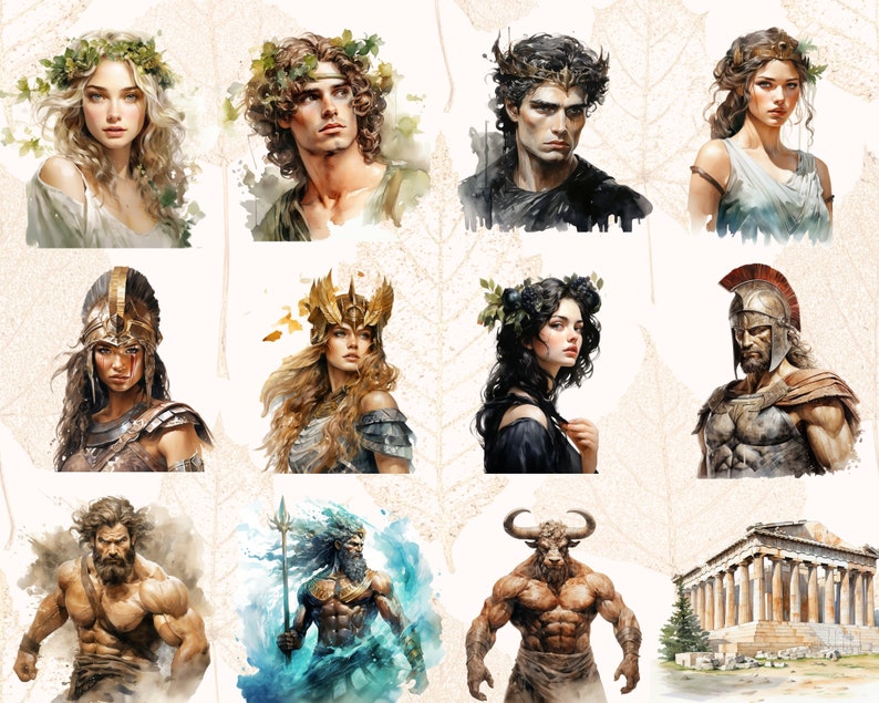 Greek Mythology Clipart Bundle 100 PNG, Gods Goddesses and Heroes ...