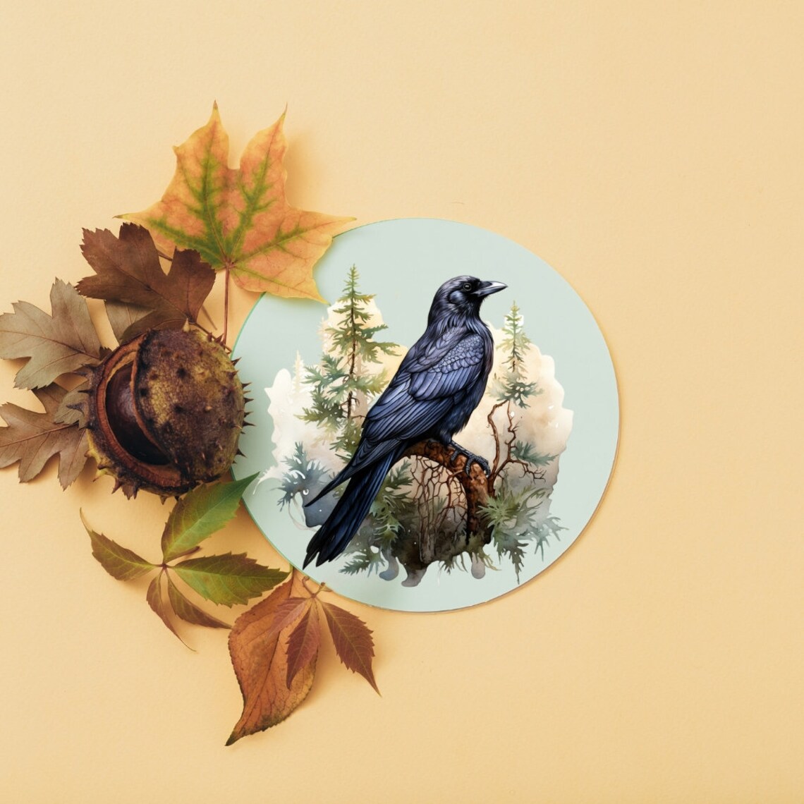 Raven + Owl Emblems Clipart (20 Pngs), Watercolor Magic Creature Art ...