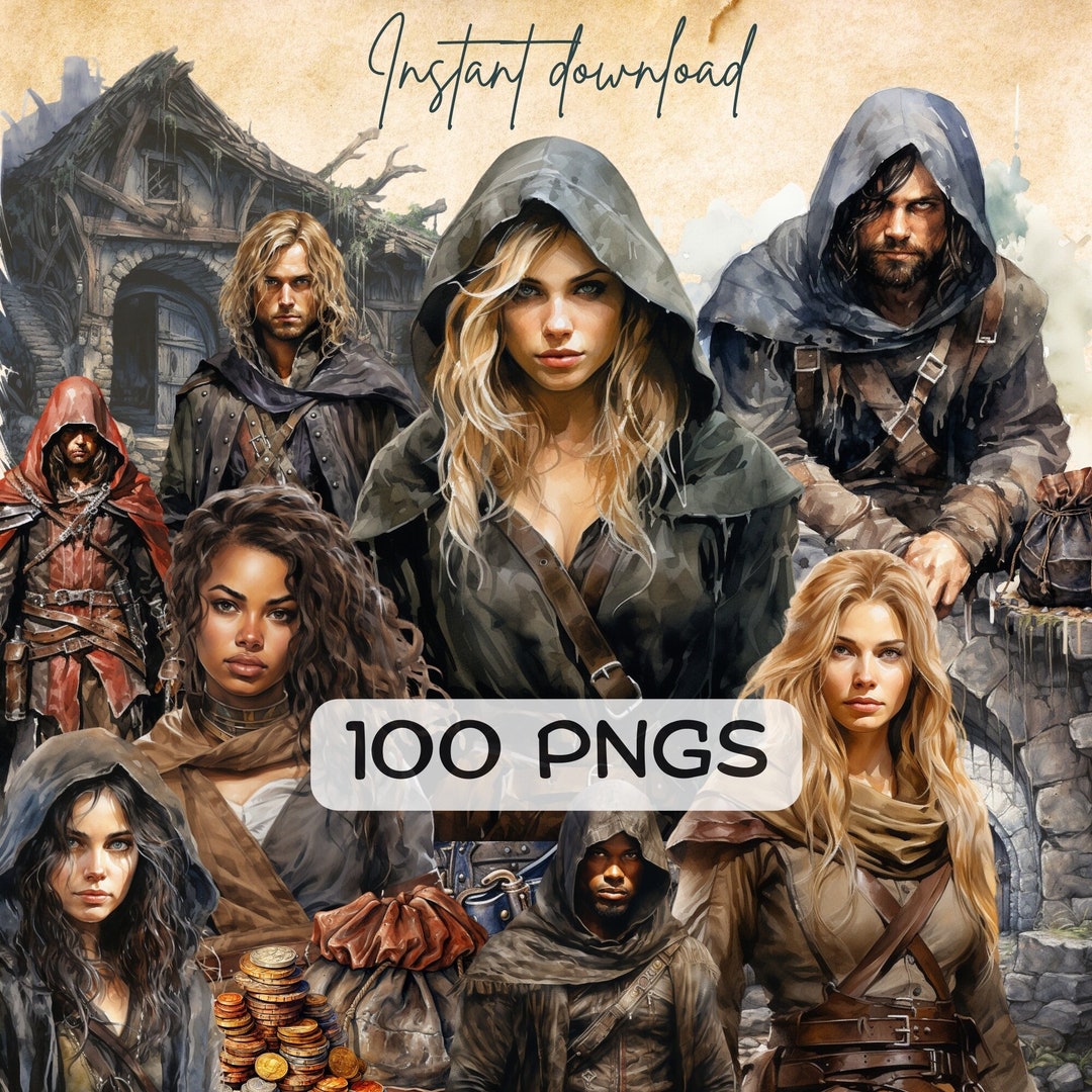 Thieves' Guild Clipart Bundle 100 PNG, Medieval Fantasy Scrapbooking ...