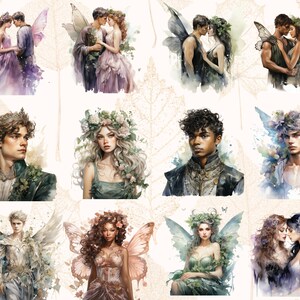 Fairy Romance Clipart Bundle (40 PNG), Fantasy Magic Fae Couples in ...