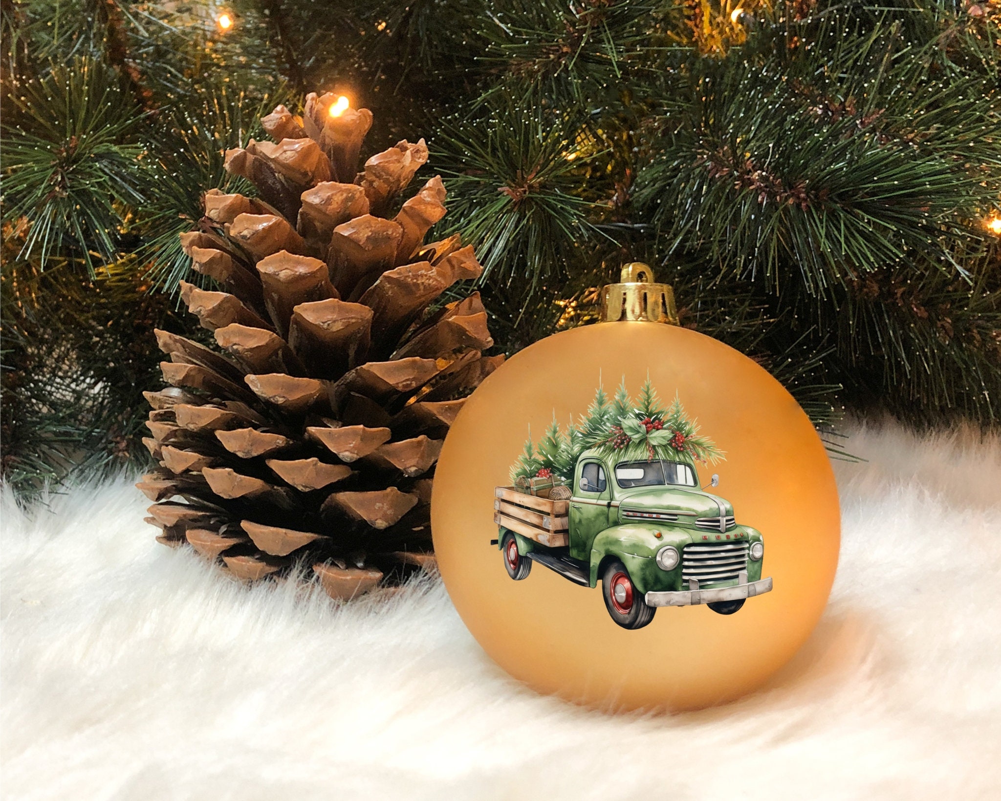 Country Christmas Clipart 30 PNG, Holiday Truck Farm Animals, Ornament ...