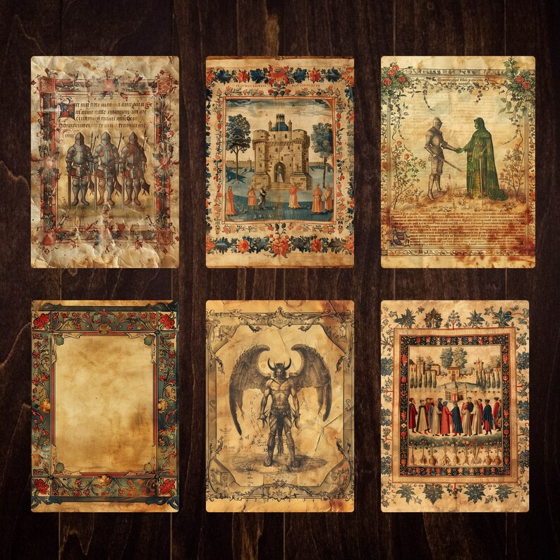 Illuminated Manuscript Medieval Junk Journal Pages (50 PNG ...