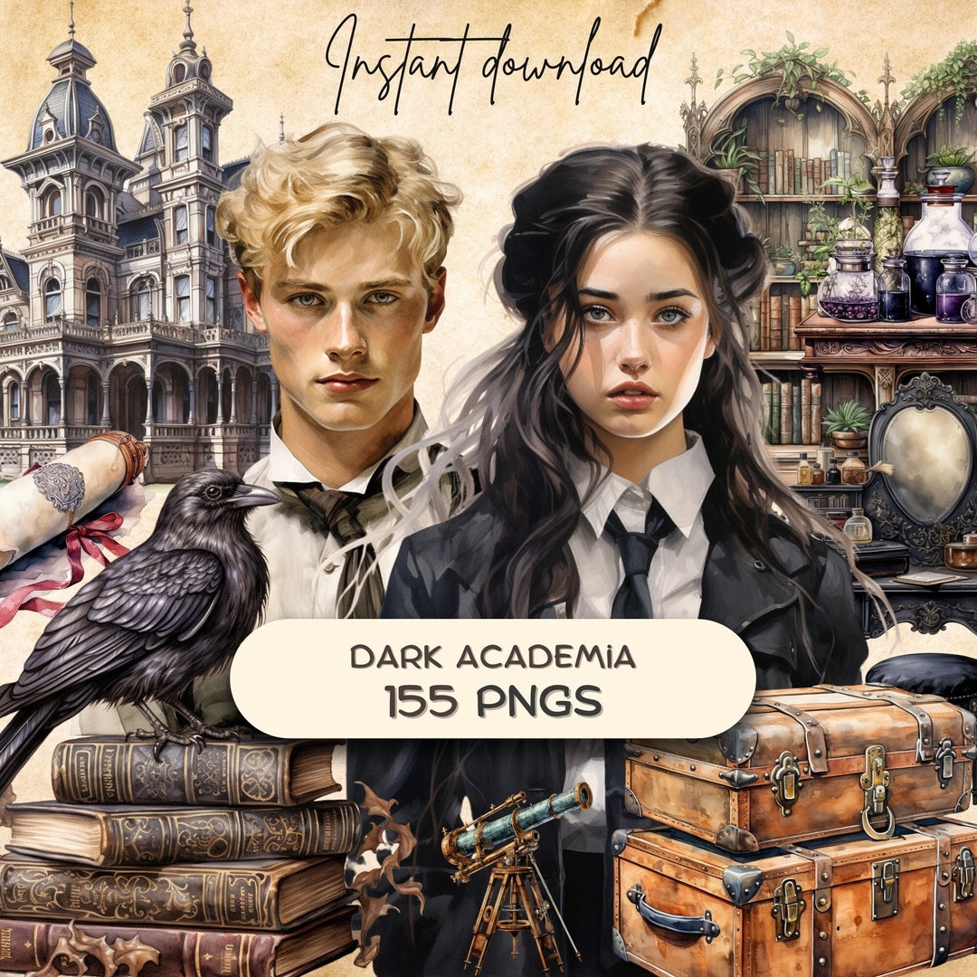 Dark Academia Clipart (155 PNG), Victoria Junk Journal, Vintage Library ...