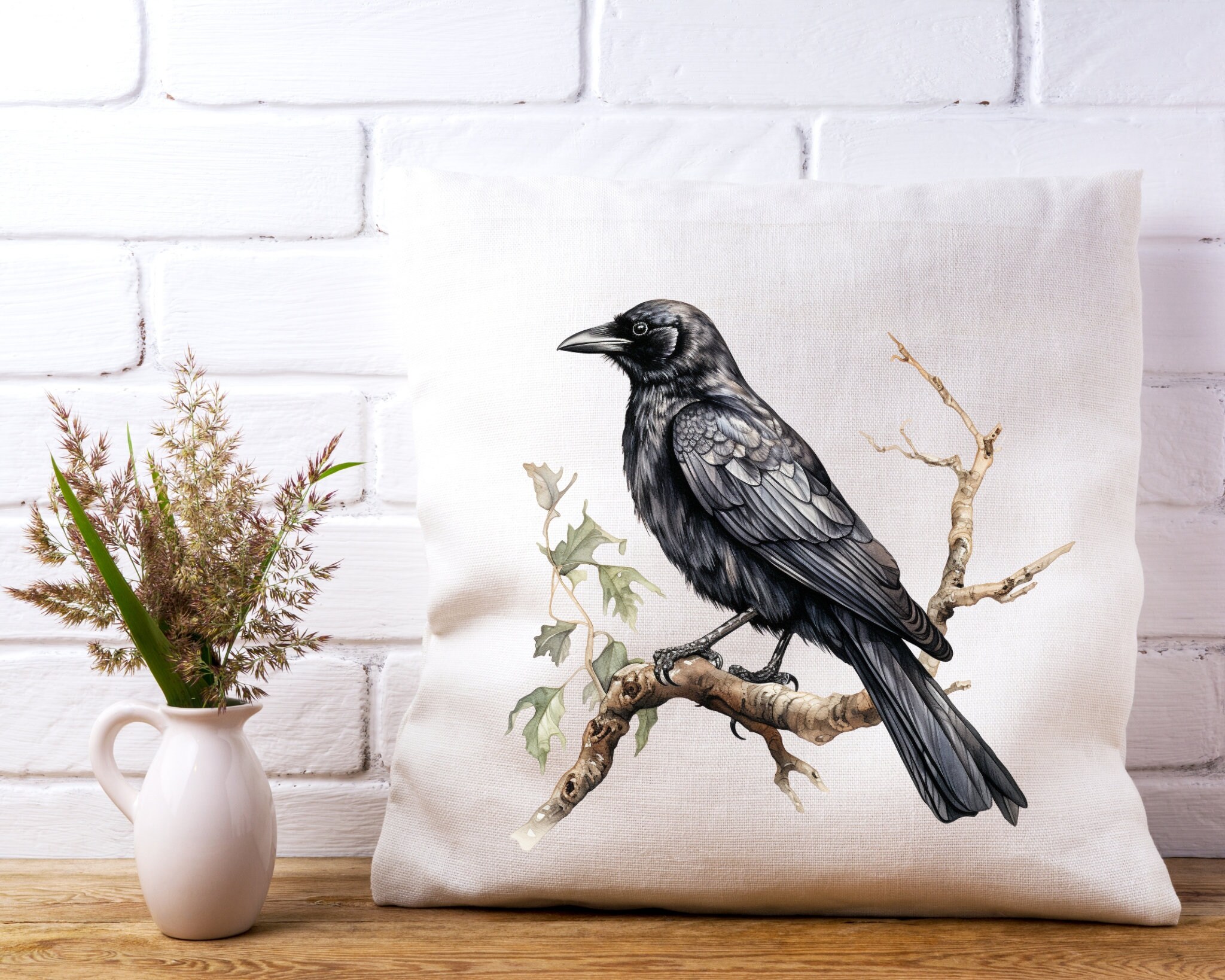 Raven + Owl Emblems Clipart (20 Pngs), Watercolor Magic Creature Art ...