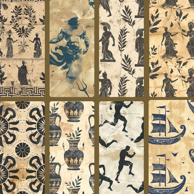 Ancient Greek Mythology Digital Paper/seamless Patterns (25 PNG ...