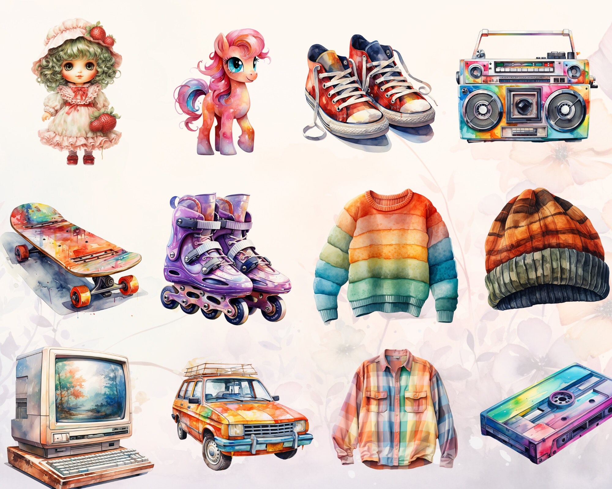 90s Nostalgia 35 PNG Clipart Bundle, Retro Nineties Junk Journal ...