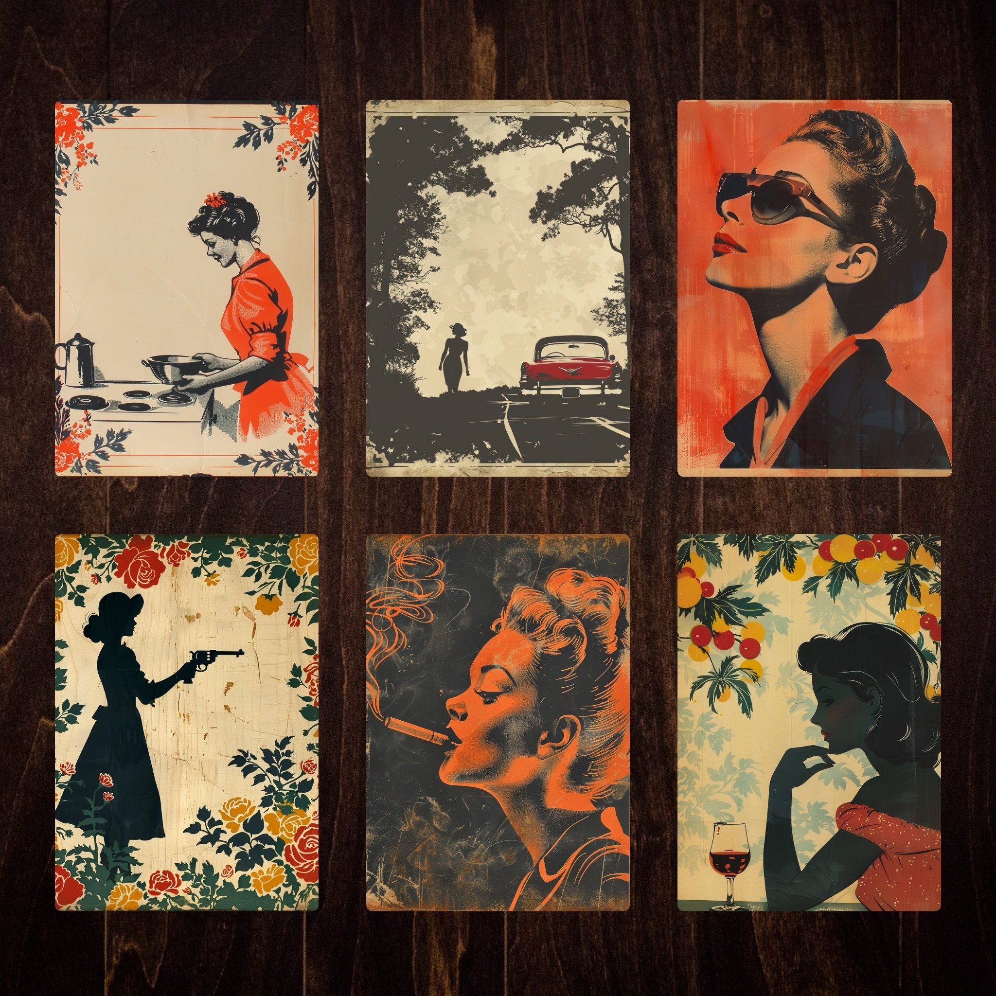 Retro 50s Women Junk Journal Pages 35 PNG, Vintage Housewives ...