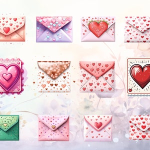 Mini Love Letters Clipart Bundle 26 Pngs, Valentines Hearts Printable ...