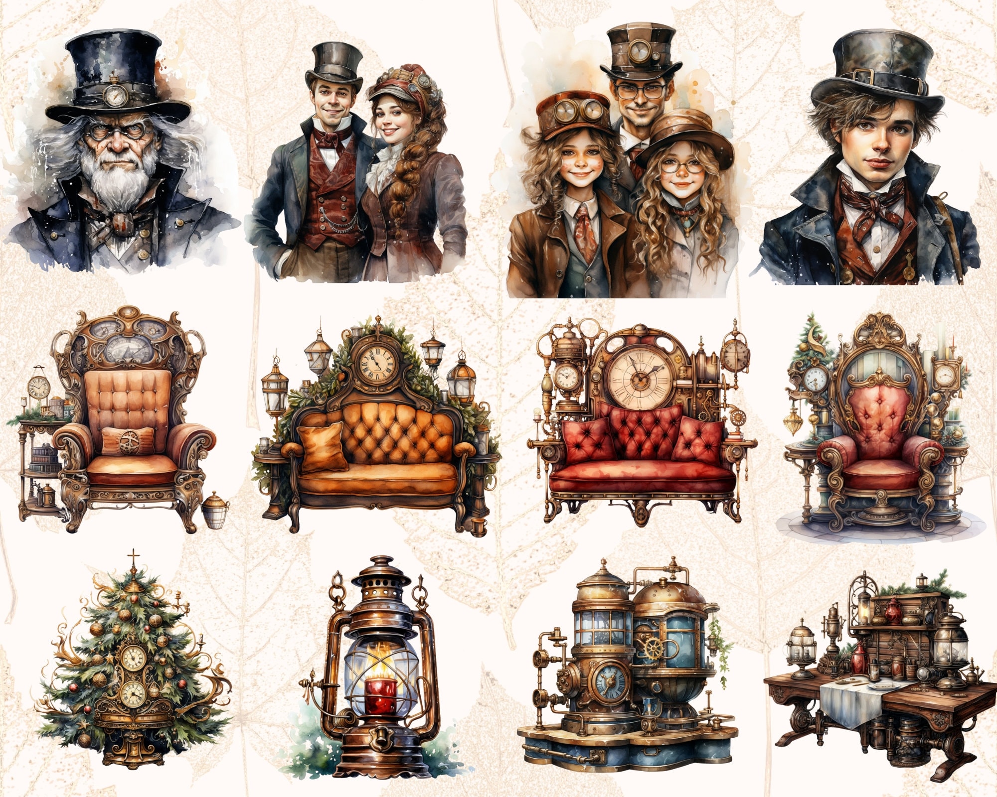 Steampunk 'A Christmas Carol' Clipart (35 PNG), Charles Dickens Reader ...