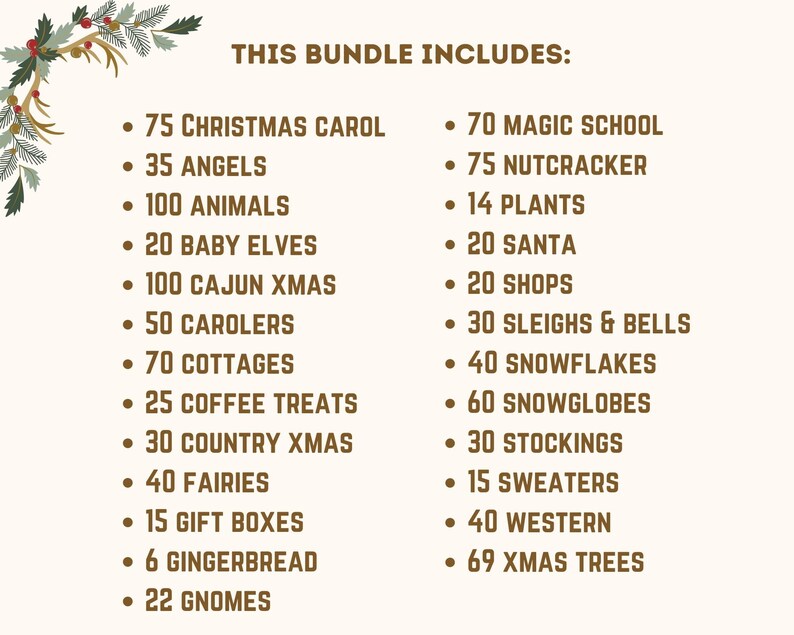 Vintage Christmas MEGA Bundle (1000 PNG) Watercolor Clipart, Holiday ...