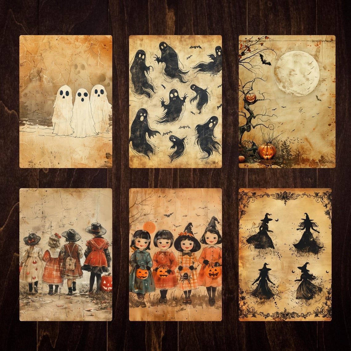 All Hallows' Eve Junk Journal Pages (25+ PNG), Witchy Scrapbooking ...