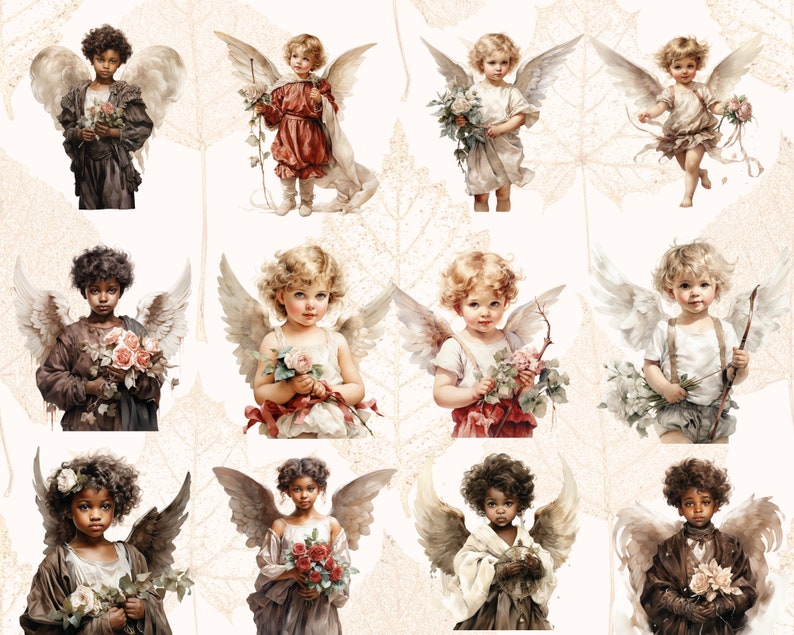Victorian Cherub Clipart 40 Pngs, Fantasy Printable Digital Sticker ...