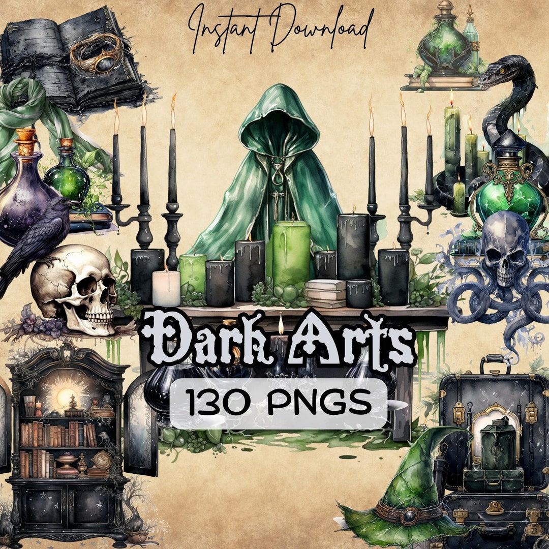 Magic School: Dark Arts Bundle 130 Pngs, Wizard Supplies, Watercolor ...