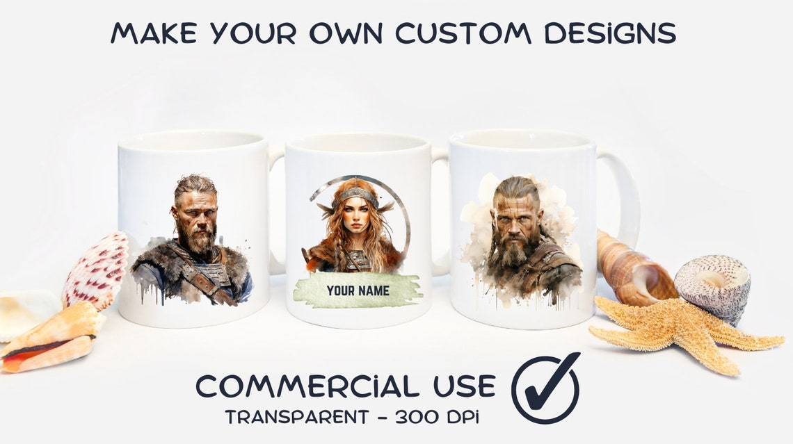 Nordic Vikings Clipart Bundle (70 PNG), Shield Maiden, Norse Mythology ...