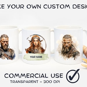 Nordic Vikings Clipart Bundle (70 PNG), Shield Maiden, Norse Mythology ...