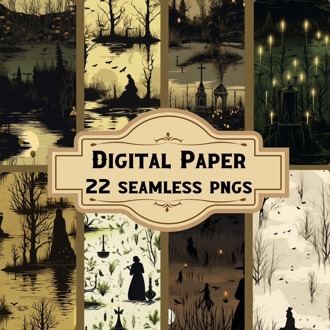 Swamp Witch Magic Digital Paper/seamless Patterns (22 PNG), Dark ...