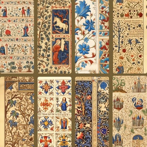 Illuminated Manuscript Digital Paper/seamless Patterns (25 PNG ...