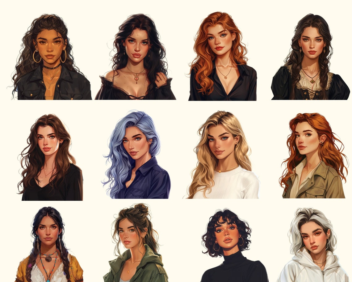 Visual Novel Female Avatars Bundle (75+ PNG), High-res Characters for ...