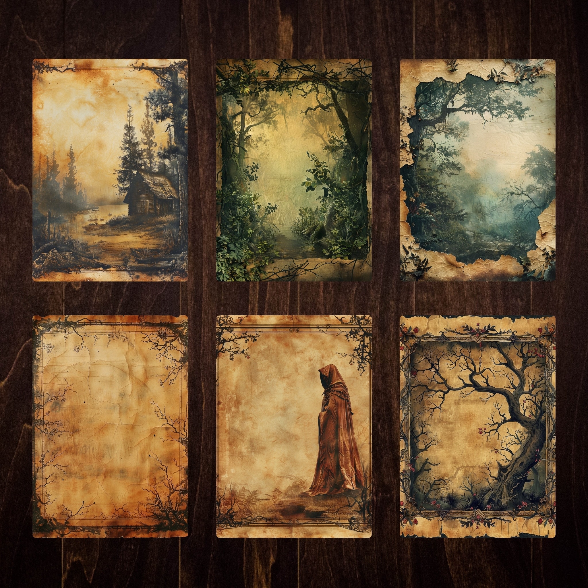 Swamp Witch Junk Journal Pages 20 PNG, Witchy Scrapbooking Paper, Dark ...