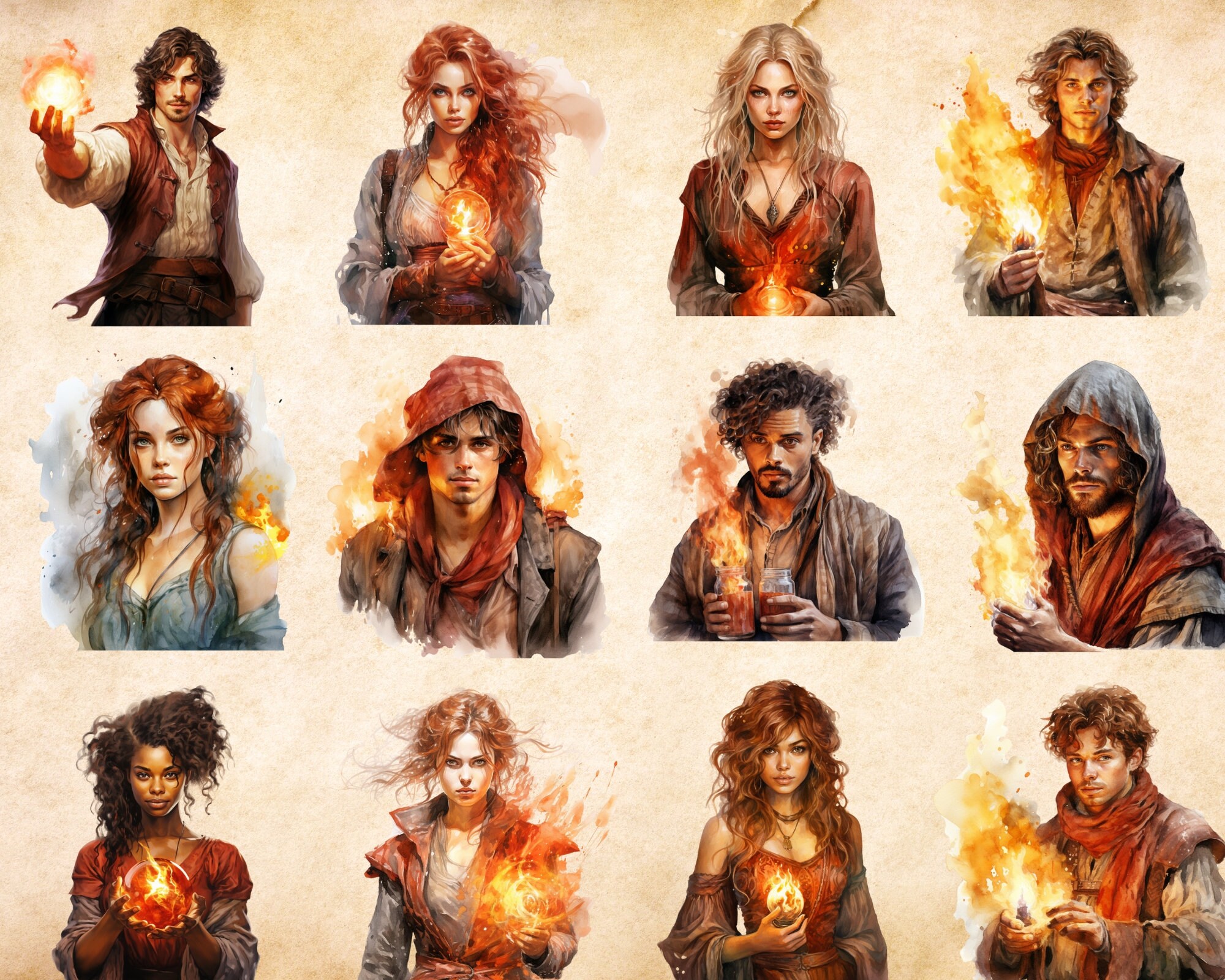 Elemental Magic: Fire & Pyromancy Clipart (50 Pngs), Fantasy Magic ...