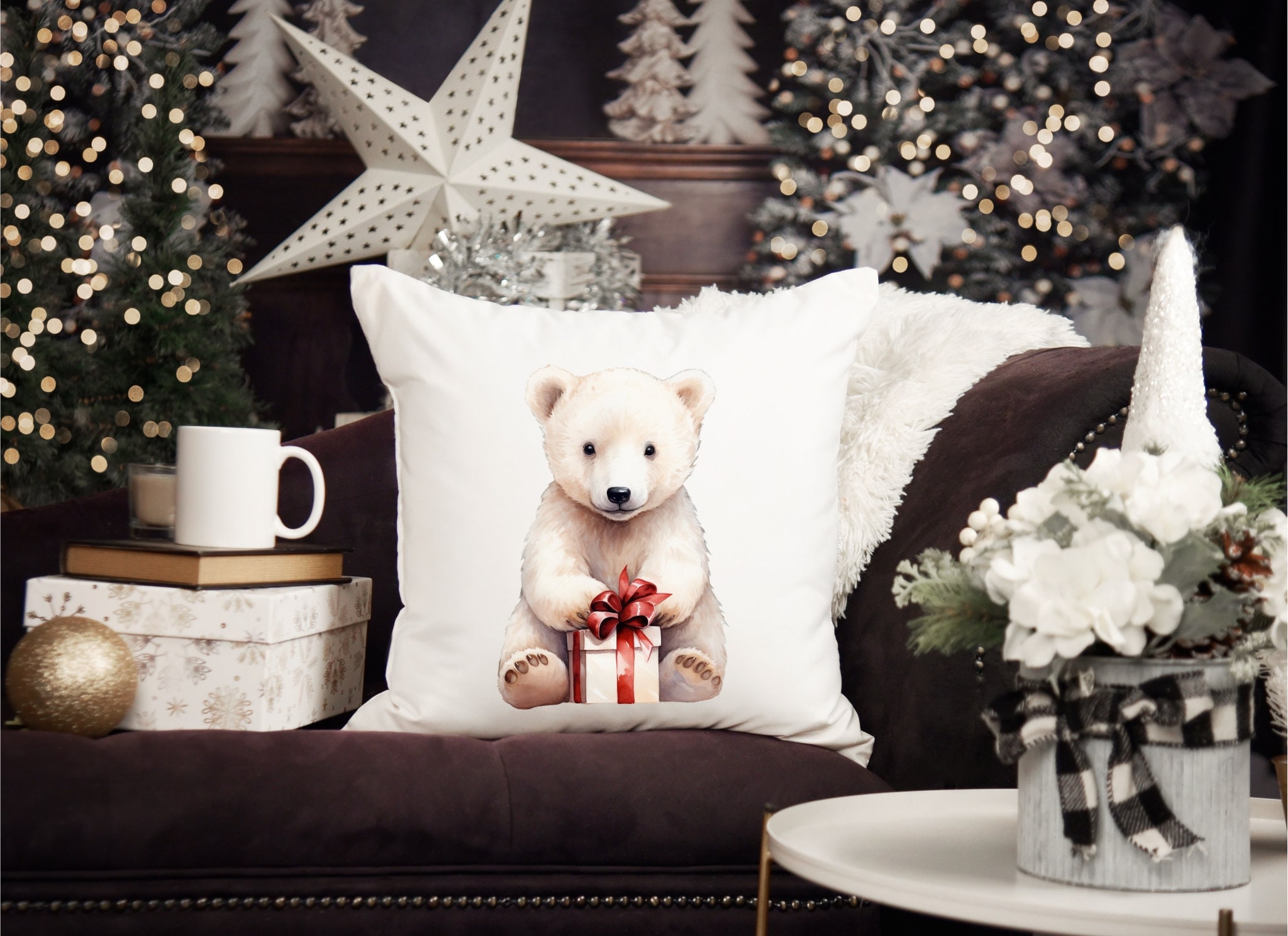 Christmas Wildlife Polar Bear Clipart 25 Pngs Watercolor - Etsy