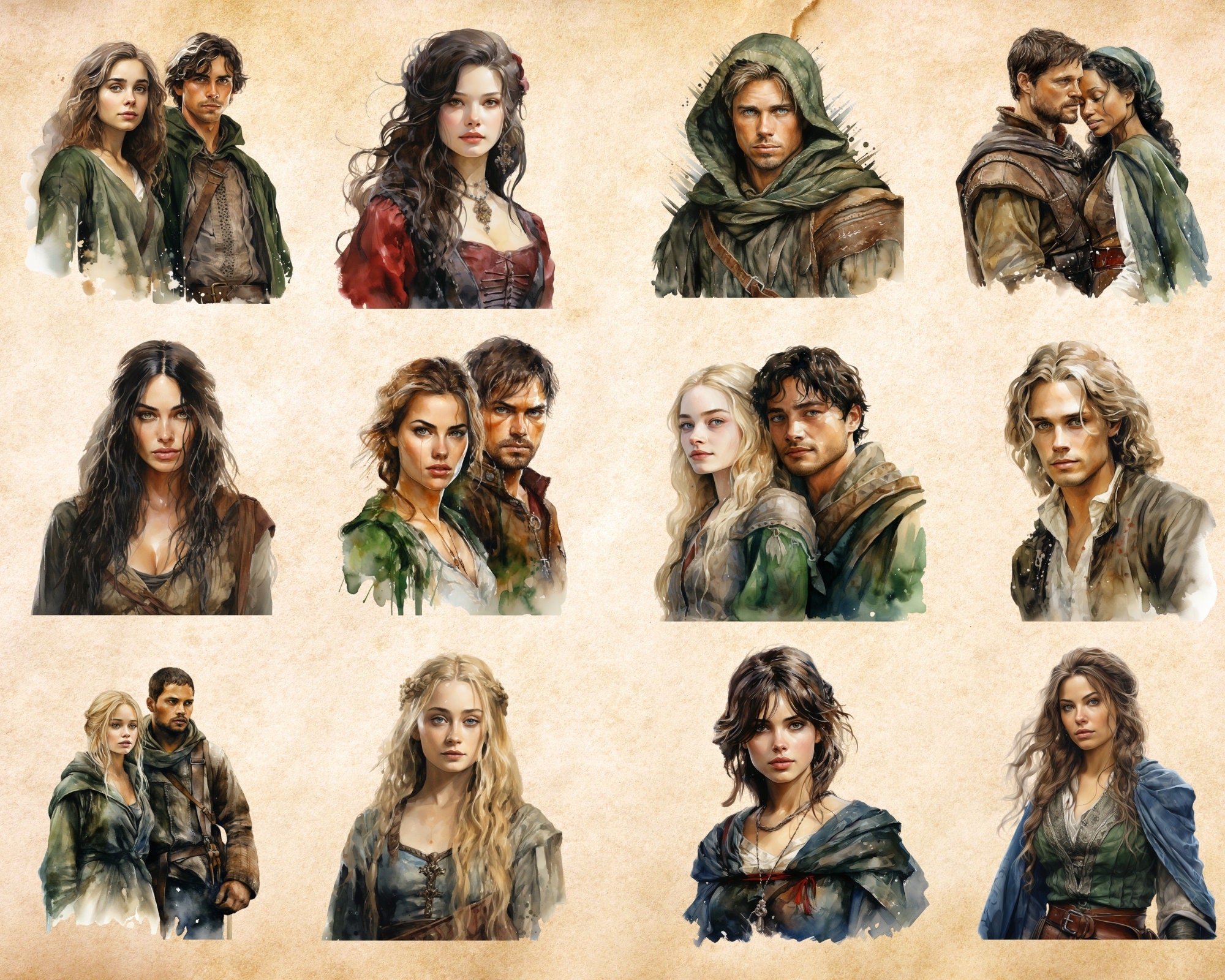 Medieval MEGA Clipart Bundle 500 PNG, Fantasy Romance Scrapbooking ...