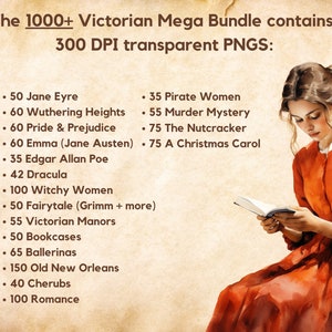 1000 Victorian Gothic Romance MEGA Clipart Bundle: Jane Eyre, Wuthering ...