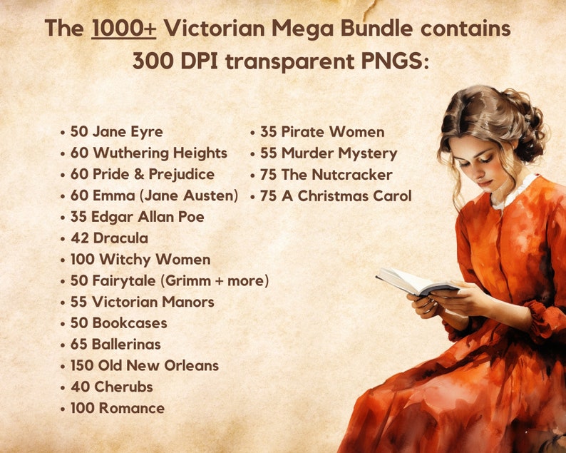 1000+ Victorian Gothic Romance MEGA Clipart Bundle: Jane Eyre ...