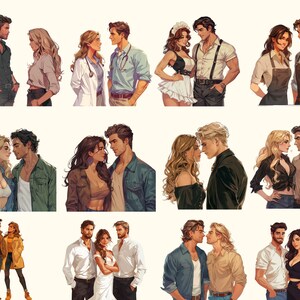 Visual Novel Couples Character Bundle (75+ PNG), High-res Characters ...