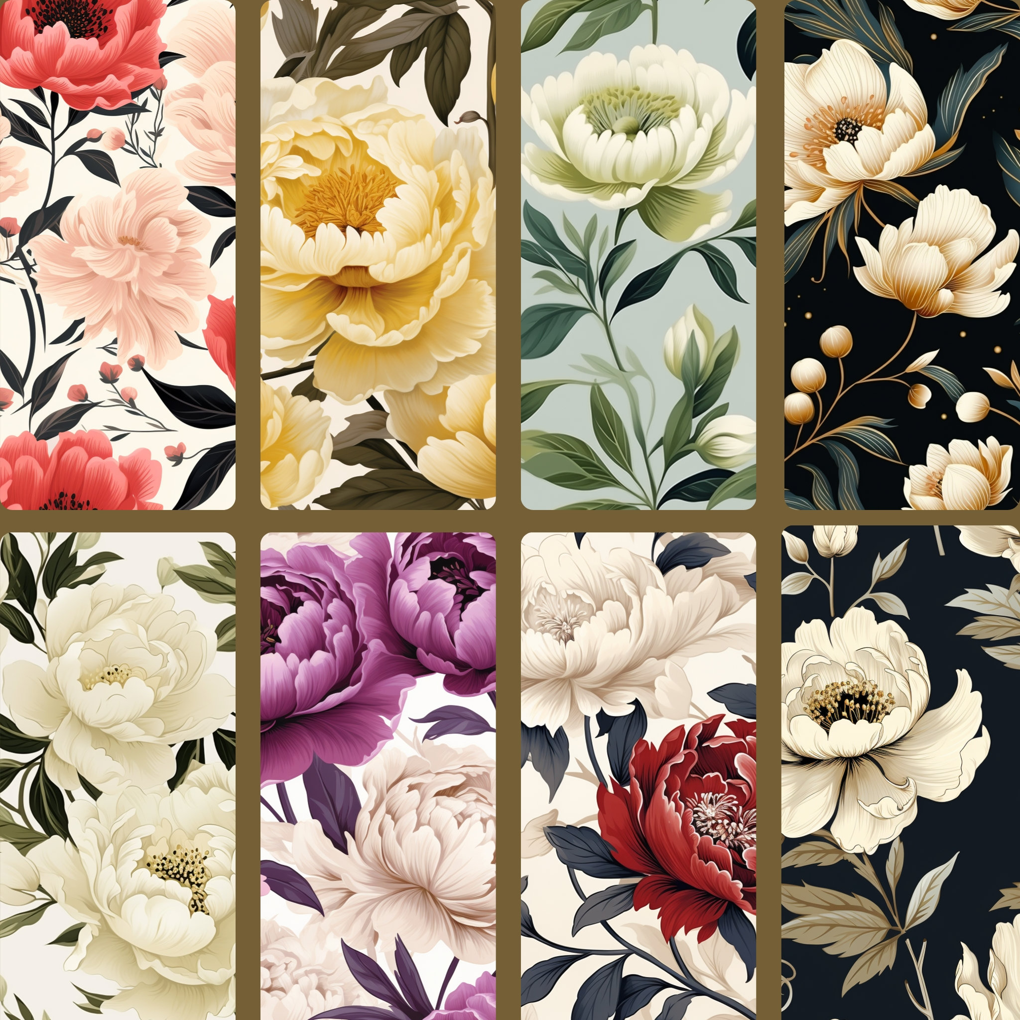 Peonies Floral Digital Paper/seamless Patterns (20 PNG), Springtime ...