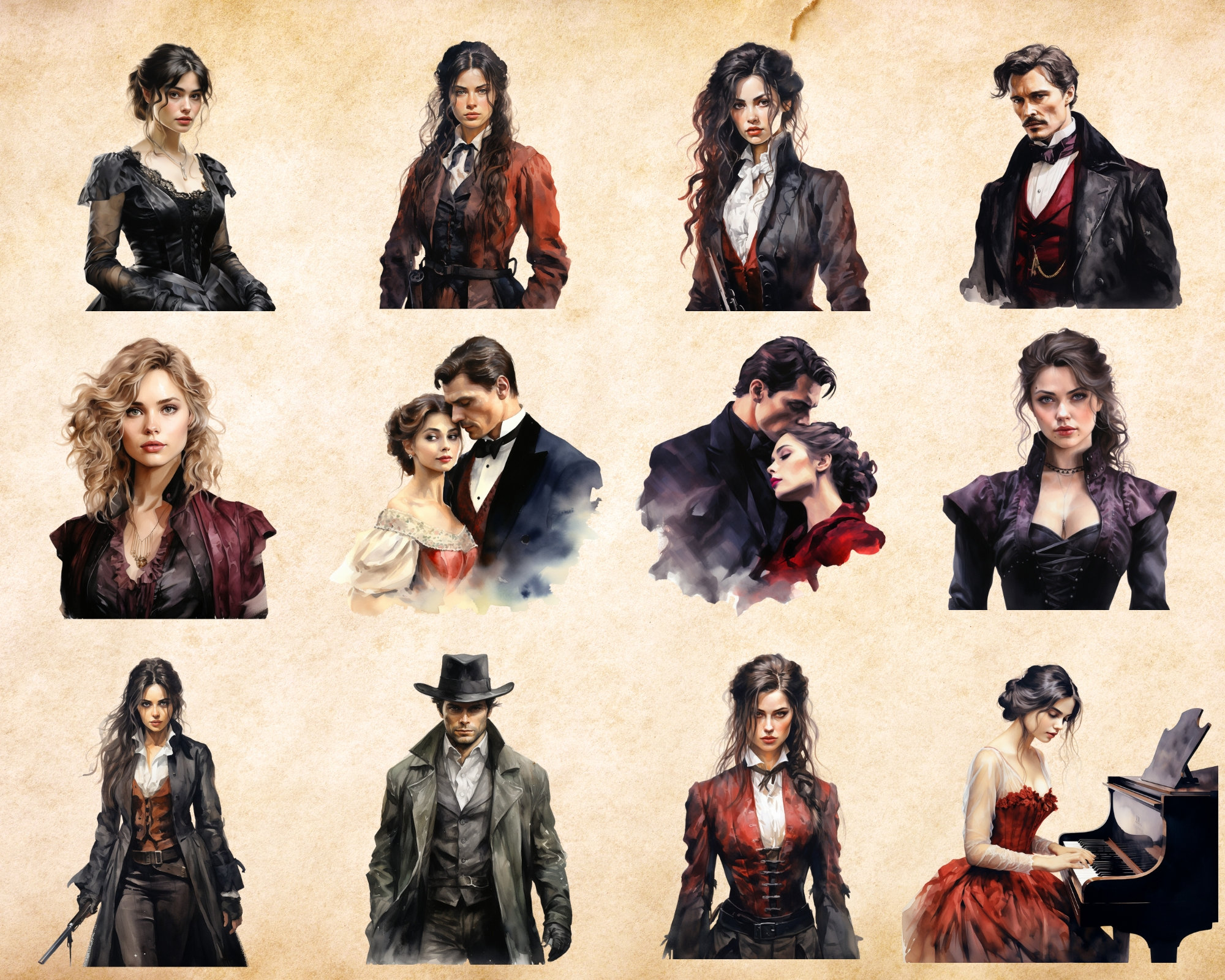 Dracula: Mina Harker 155 PNG Clipart Bundle, Victorian Gothic Graphics ...