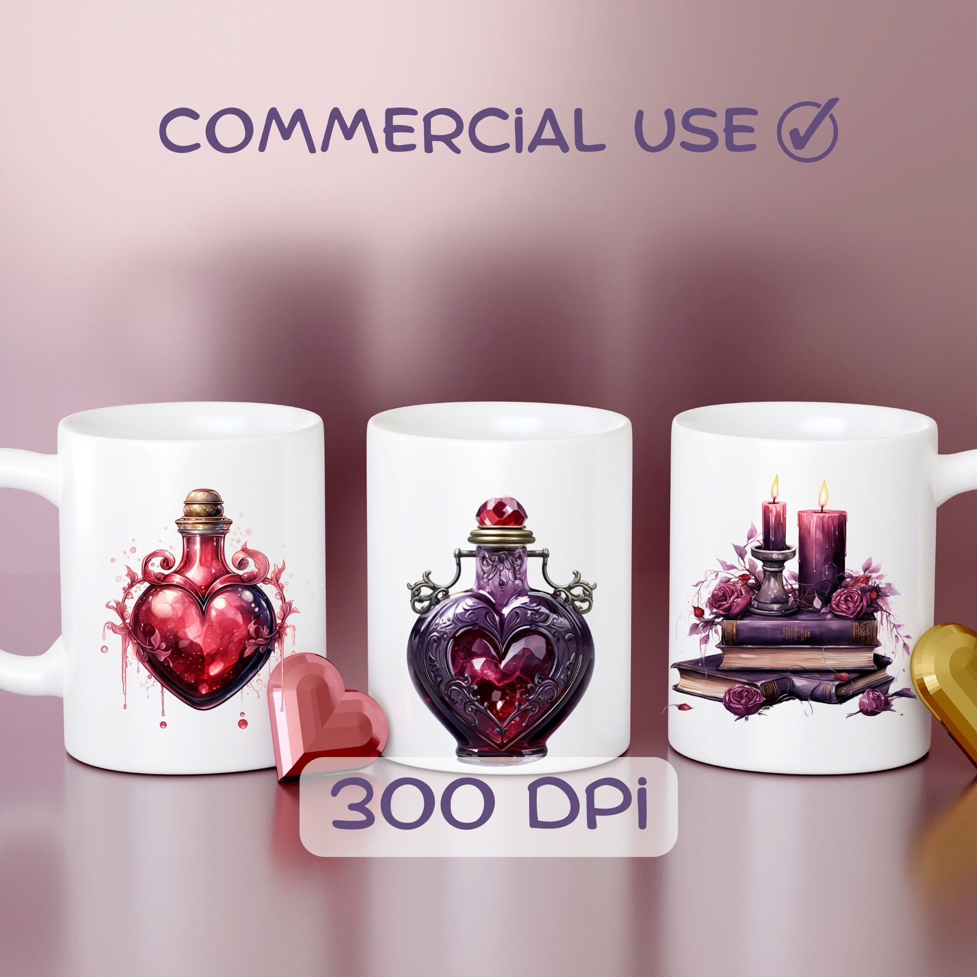 Love Potion Clipart Bundle (20 Pngs), Magic School Supplies, Fantasy ...