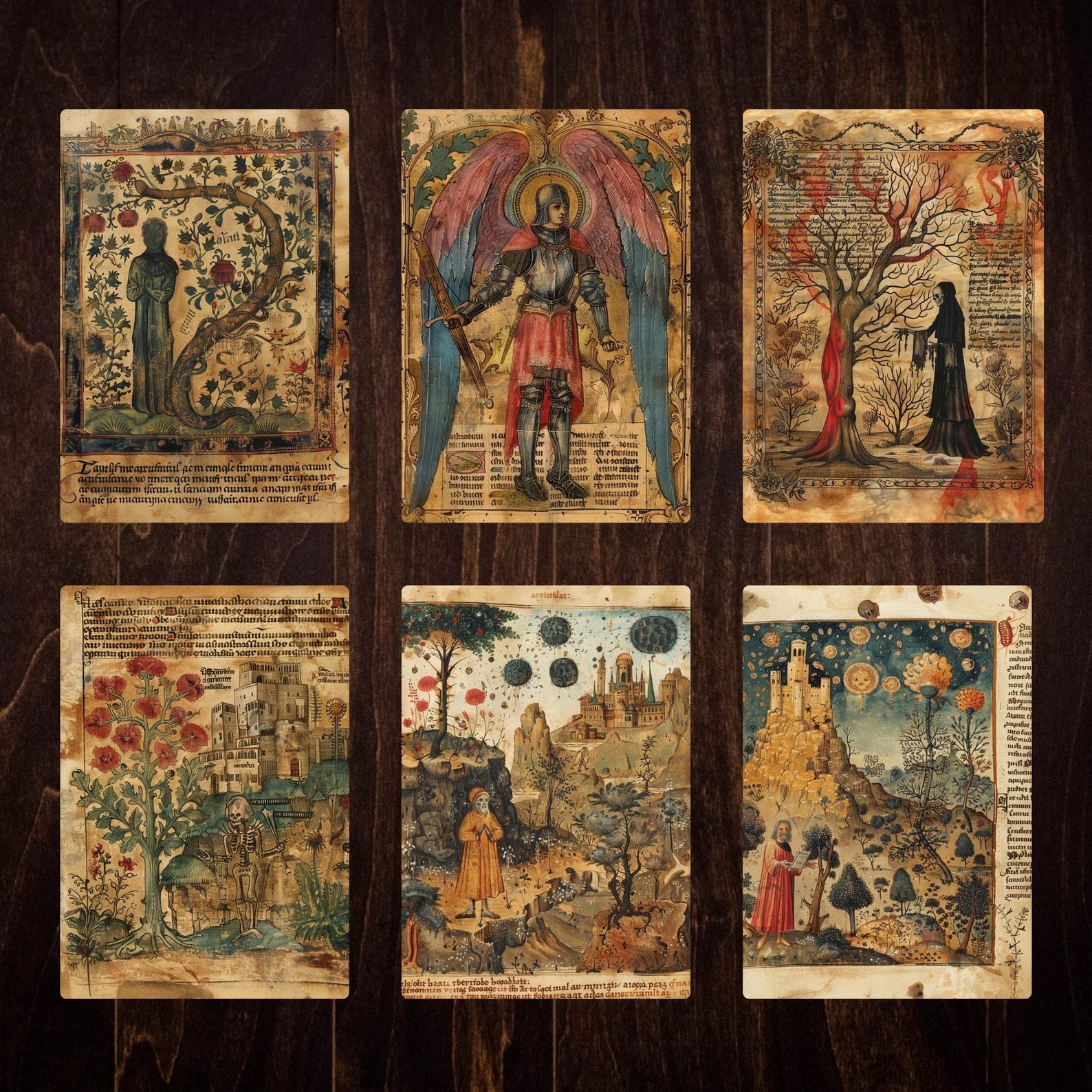 Dark Illuminated Manuscript Medieval Junk Journal Pages (50 PNG ...