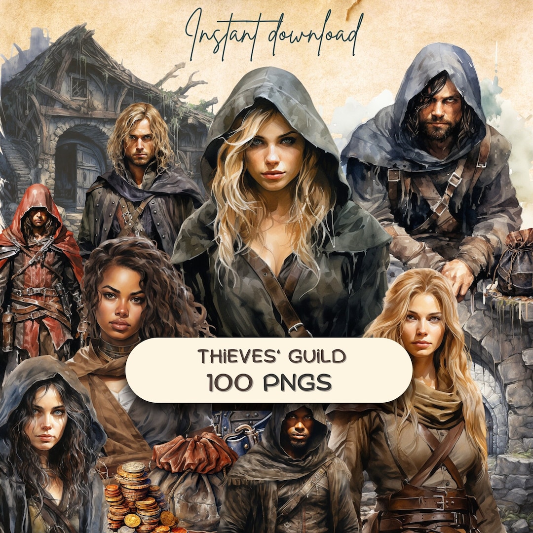 Thieves' Guild Clipart Bundle (100 PNG), Medieval Fantasy Scrapbooking ...