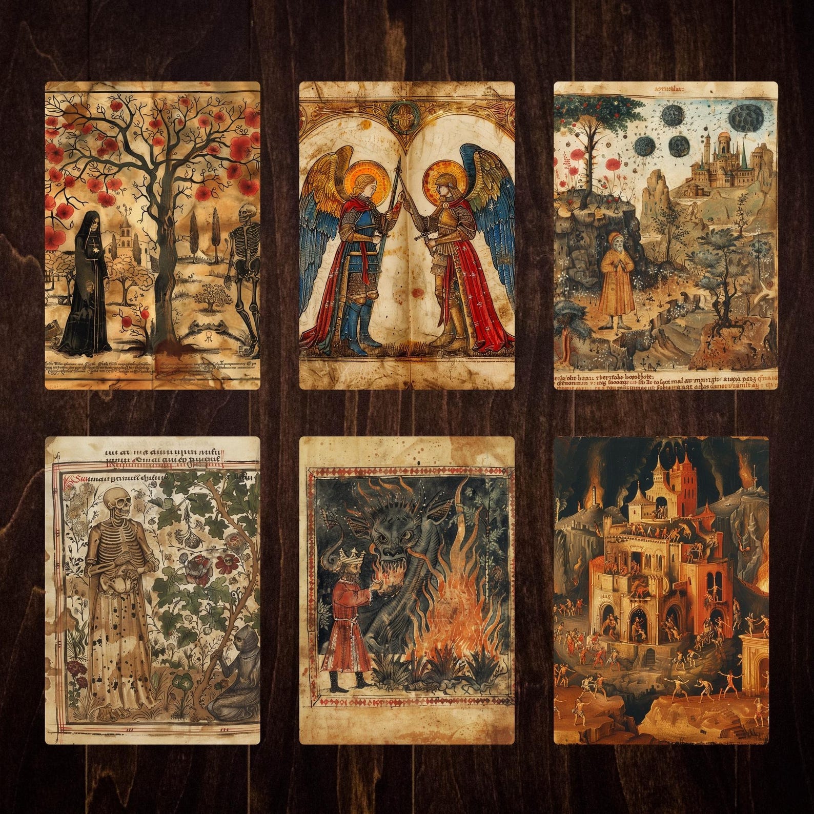 Dark Illuminated Manuscript Medieval Junk Journal Pages (50 PNG ...