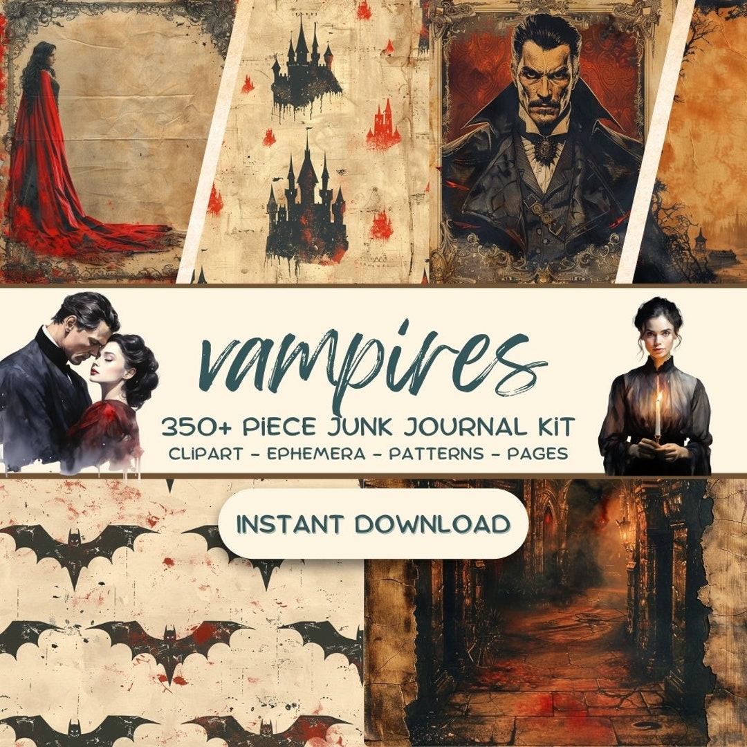 Vampire Junk Journal Kit (350+ PNG), Dracula Bram Stoker Scrapbooking ...