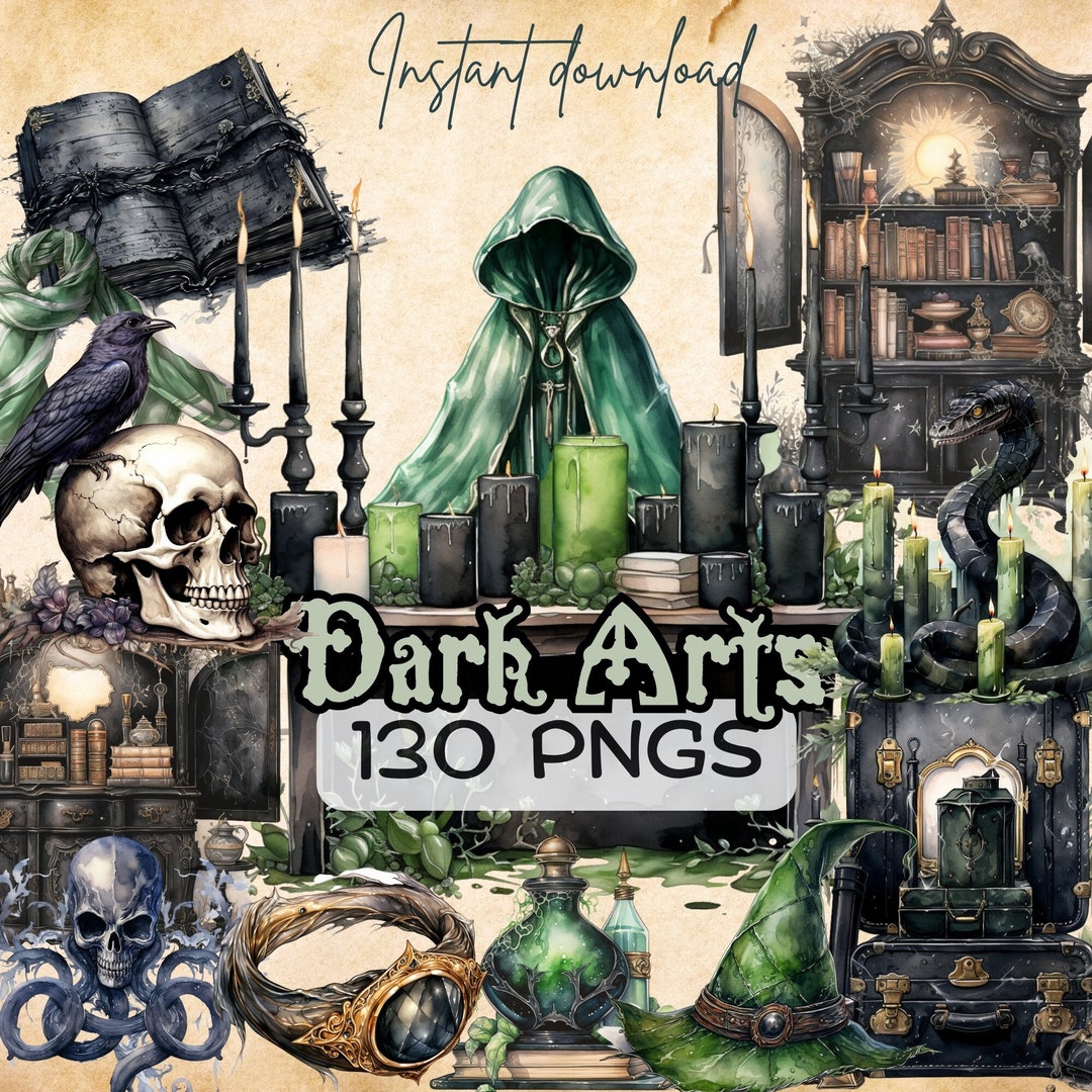 Magic School: Dark Arts Bundle 130 Pngs, Wizard Supplies, Watercolor ...