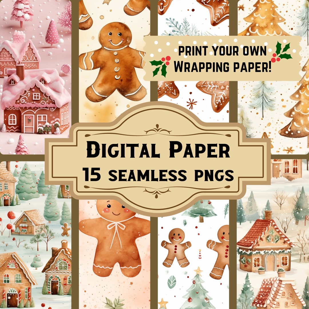 Gingerbread Cookie Digital Paper/seamless Patterns (15 PNG), Christmas ...
