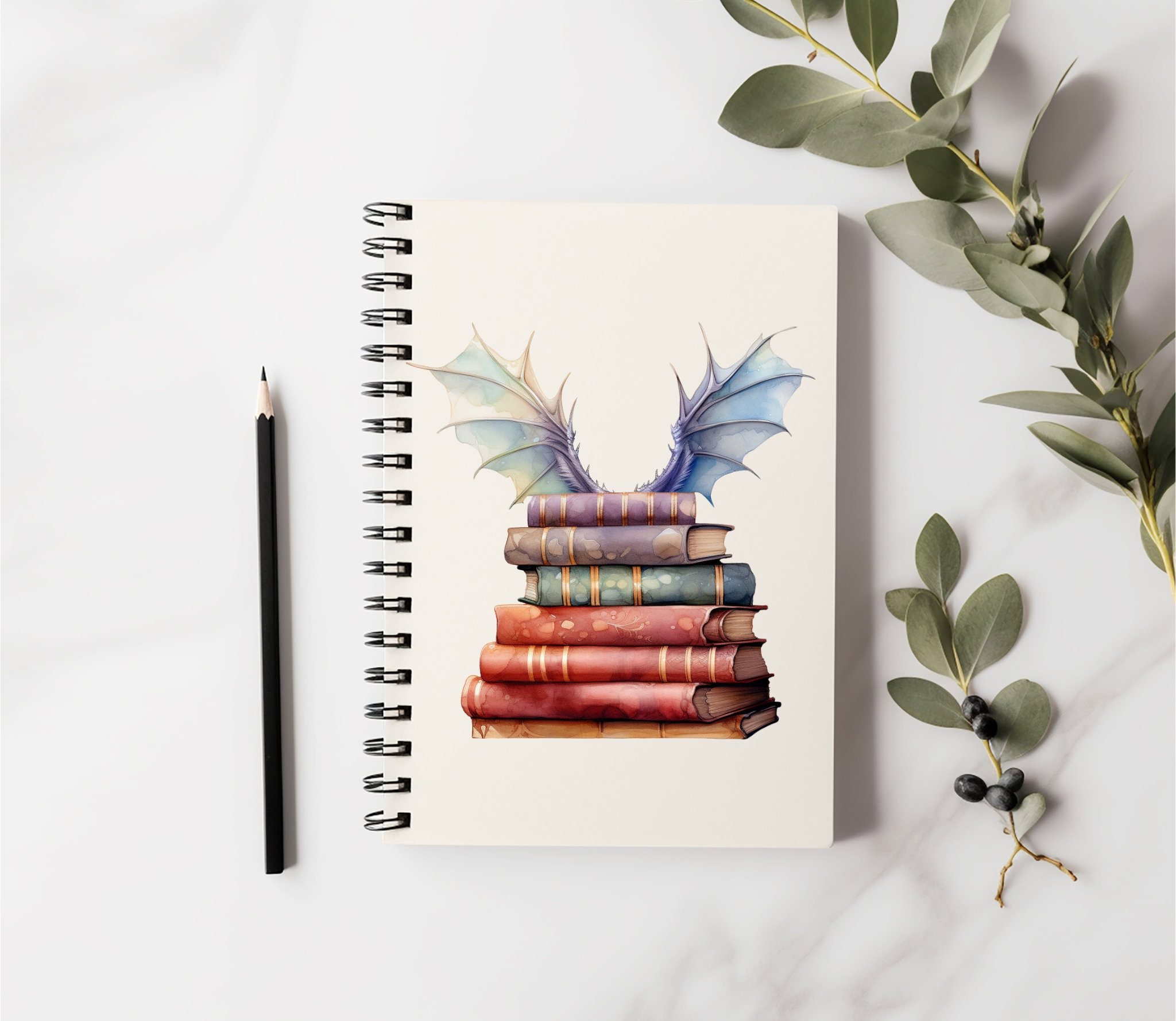 Bookish Dragon Clipart Bundle 20 Pngs, Watercolor Magical Creature Art ...