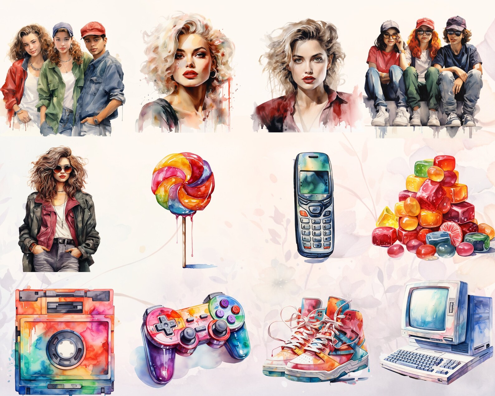 90s Nostalgia 35 PNG Clipart Bundle, Retro Nineties Junk Journal ...