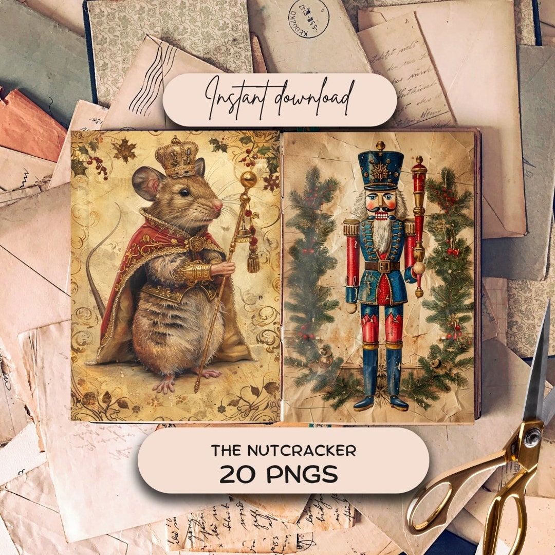 The Nutcracker Junk Journal Pages (20 PNG), Holiday Scrapbooking Paper ...