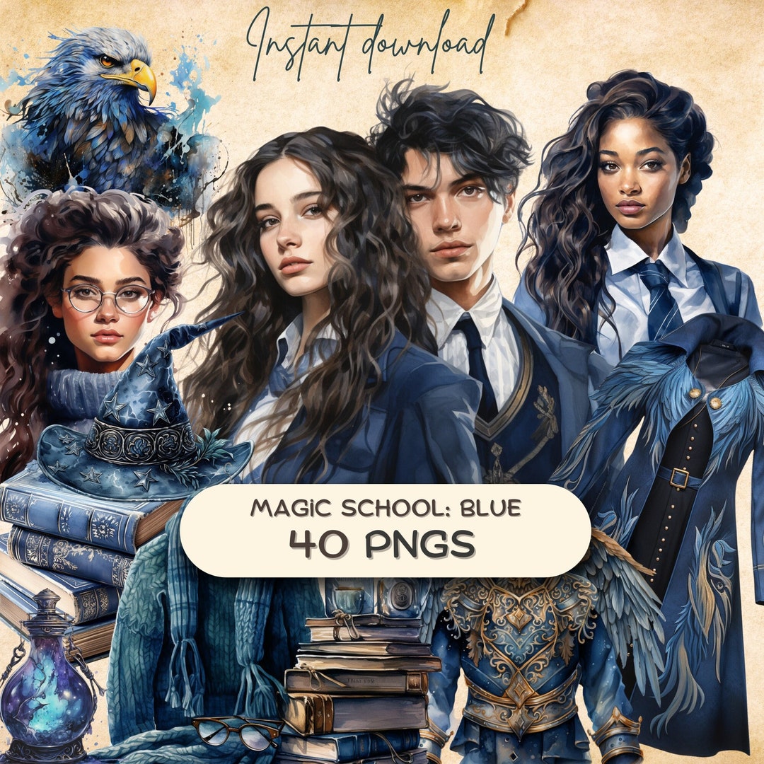 Magic School Supplies: Blue Bundle (40 Pngs), Wizard Accessories ...