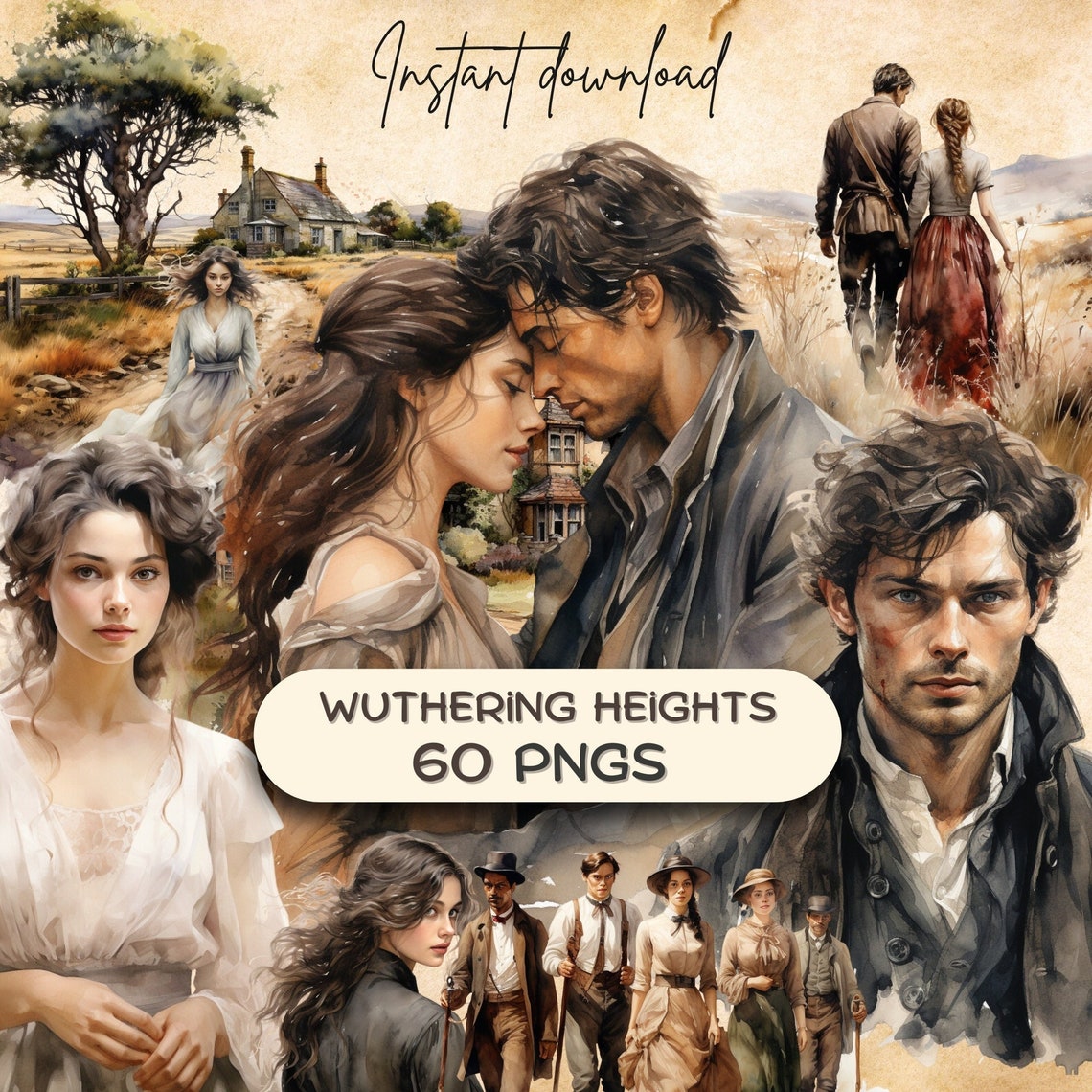 Wuthering Heights Victorian Clipart (60 PNG), English Gothic Romance ...